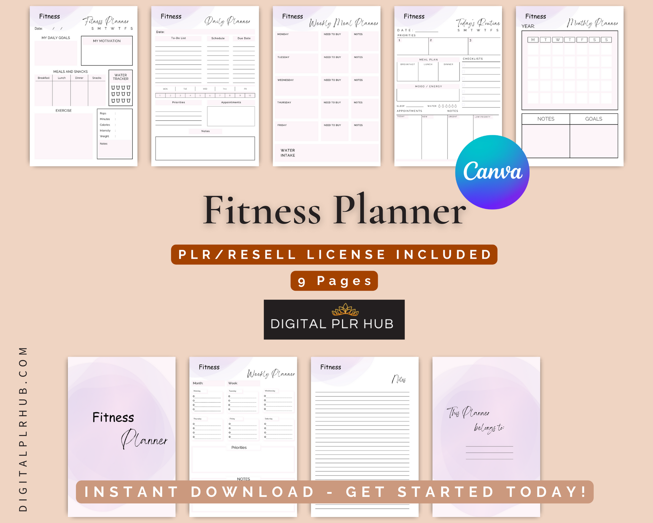 PLR Fitness Bundle – Editable Fitness Planners to Sell – Digital PLR Hub