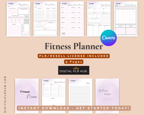 PLR Fitness Bundle – Editable Fitness Planners to Sell – Digital PLR Hub
