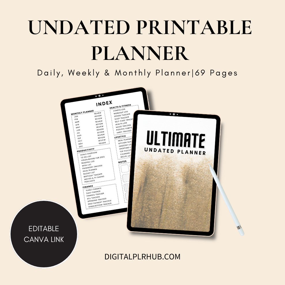 Undated Printable Planner – Digital PLR Hub