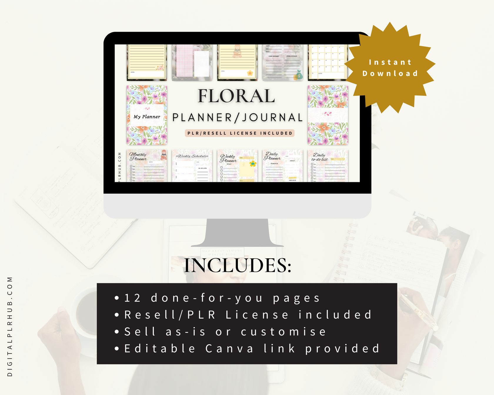 Floral Journal & Planner – Digital PLR Hub