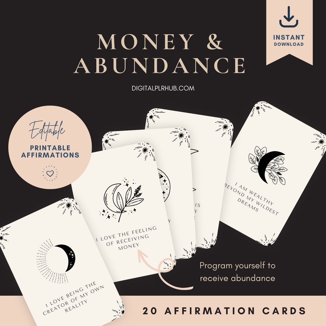 Money & Abundance Affirmation Cards – Digital PLR Hub